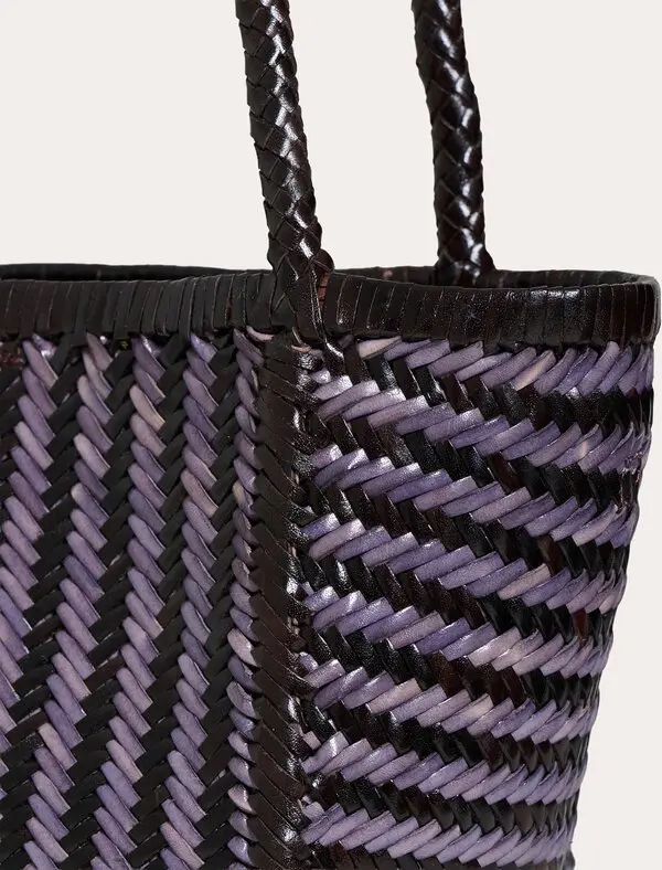 VIPERA Ruby Stripe Woven Leather Tote Bag - Purple