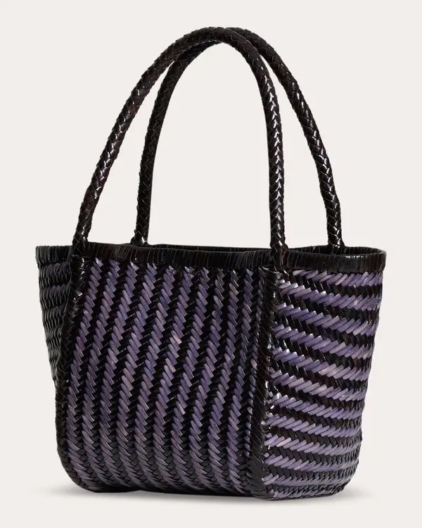 VIPERA Ruby Stripe Woven Leather Tote Bag - Purple