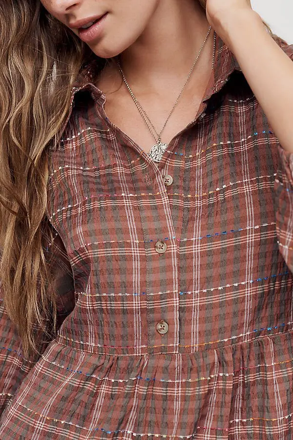 Maeve Bettina Plaid Mini Shirtdress