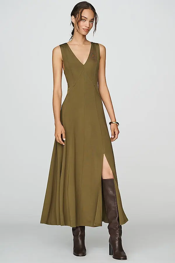Anthropologie Slky Knit Midi Dress - Olive