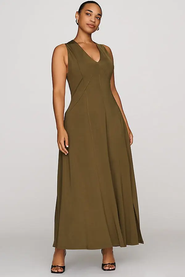 Anthropologie Slinky Knit Midi Dress - Olive