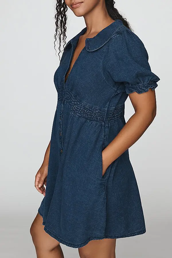 PILCRO Keira Cotton Denim Mini Dress