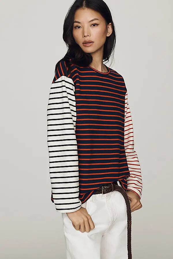English Factory Striped Cotton Long-sleeve Top