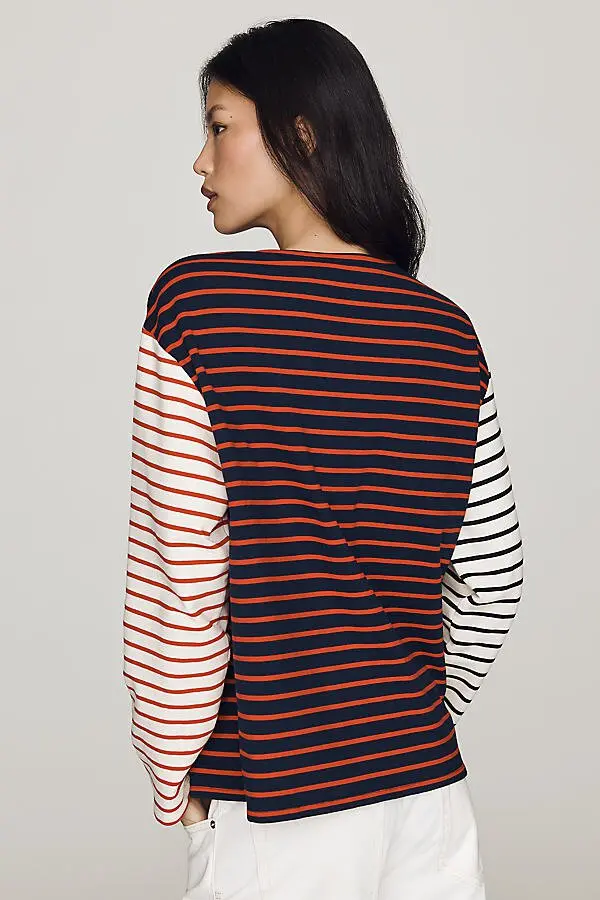 English Factory Striped Cotton Long-sleeve Top