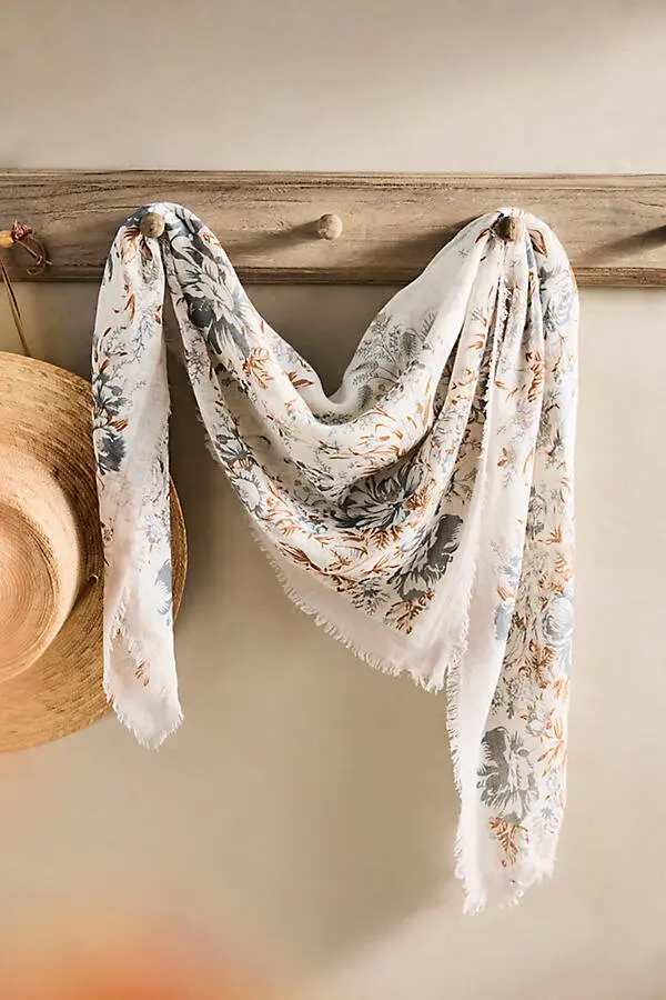 TERRAIN Frayed Edge Fall Floral Scarf
