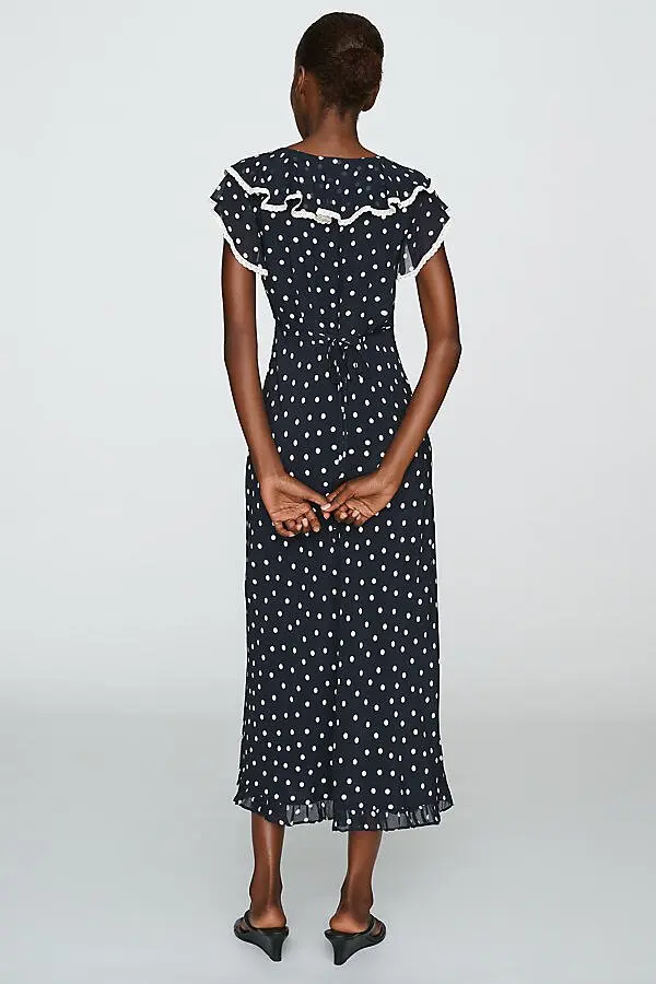 Rixo Bethea Ruffled Trim Midi Dress