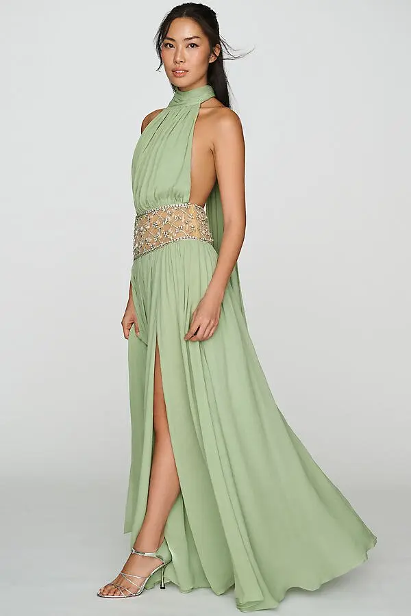 Retrofete Kreeli Beaded Maxi Dress - Green