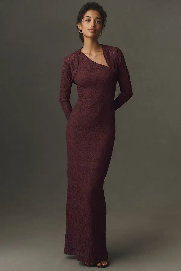 Bhldn Stretch Lace Bolero Maxi Dress - Brown