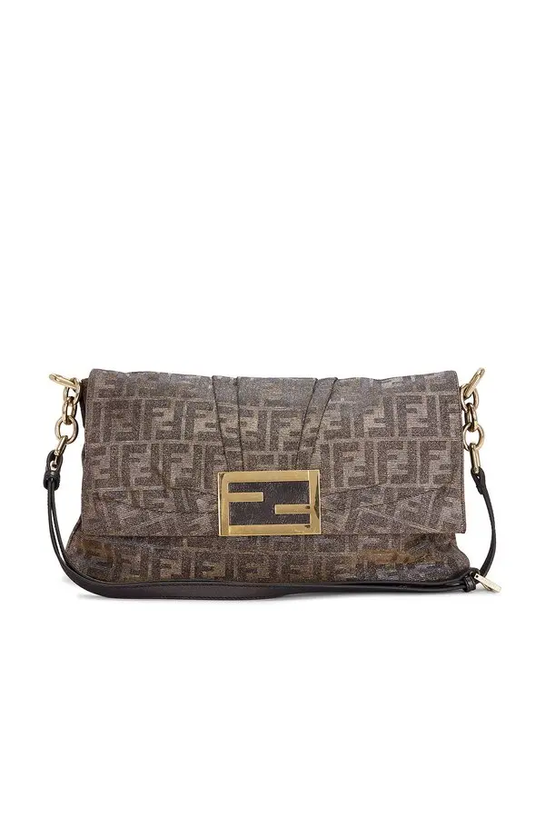 Fendi Zucchino Baguette Shoulder Bag - Brown