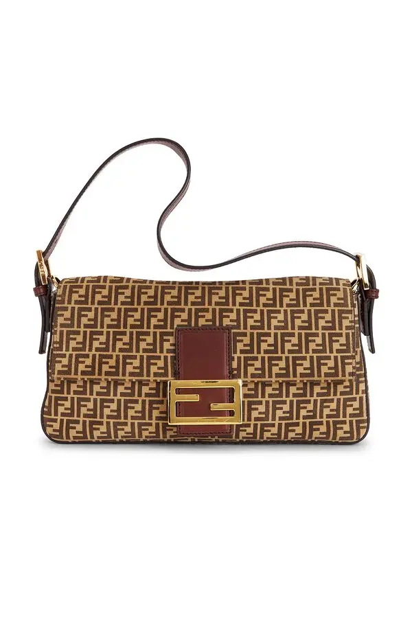Fendi Zucchino Baguette Shoulder Bag - Brown