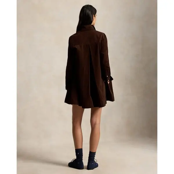 Ralph Lauren Corduroy Pleated Shirtdress - Dark Brown