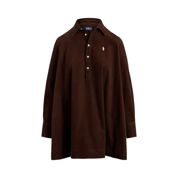 Ralph Lauren Corduroy Pleated Shirtdress - Dark Brown