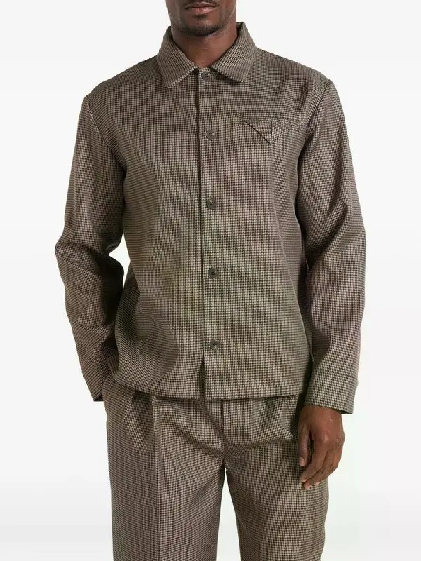 Manière De Voir Leo Houndstooth Overshirt - Brown