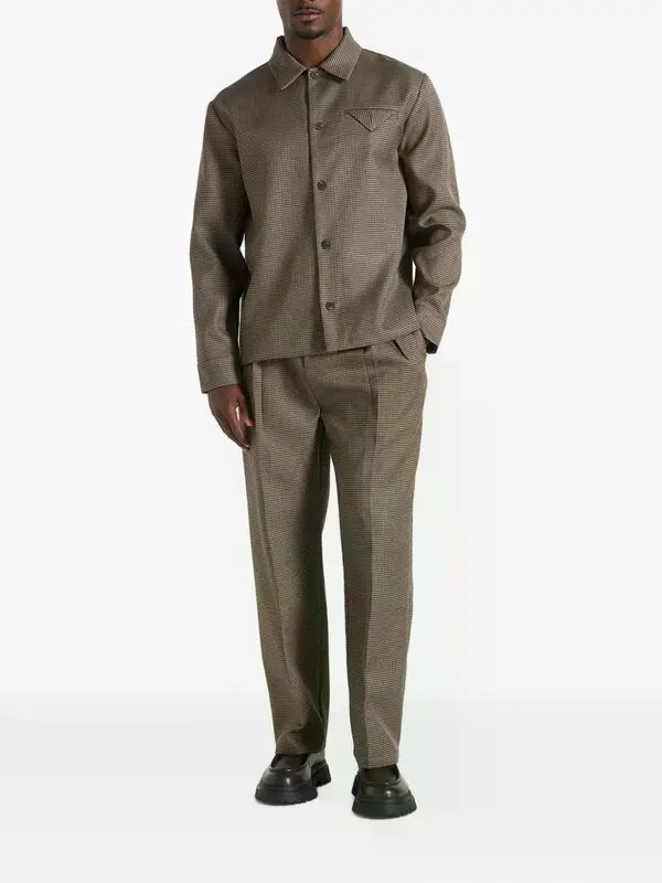 Manière De Voir Leo Houndstooth Overshirt - Brown