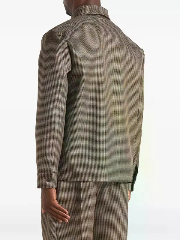 Manière De Voir Leo Houndstooth Overshirt - Brown