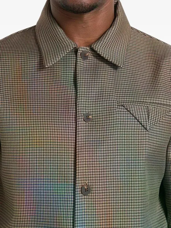 Manière De Voir Leo Houndstooth Overshirt - Brown
