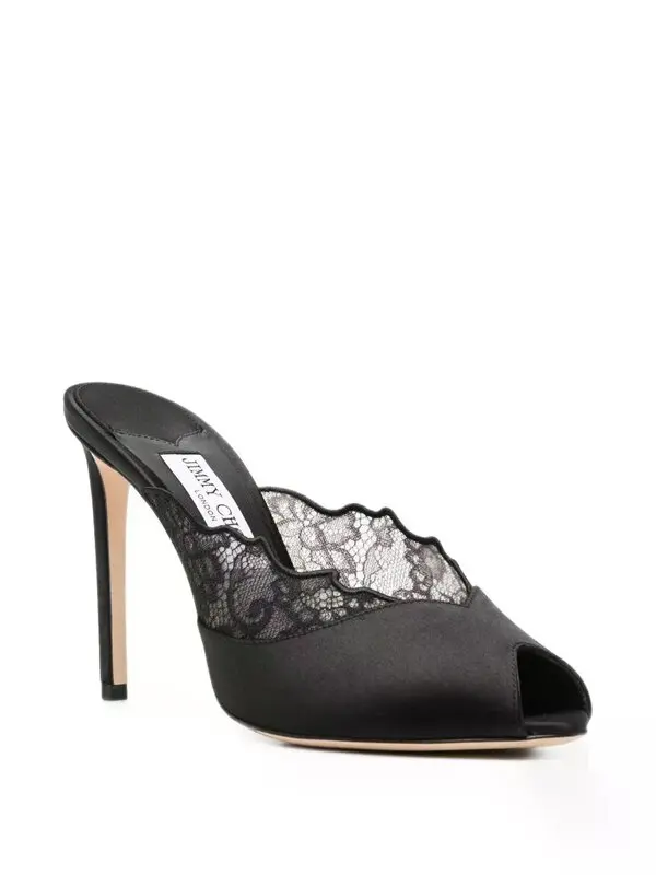 JIMMY CHOO Brigitte Lace Peep-toe Sandals - Black
