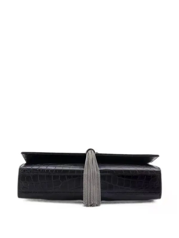 Saint Laurent Classic Monogram Tassel Crocodile Embossed Leather Medium Crossbody Bag