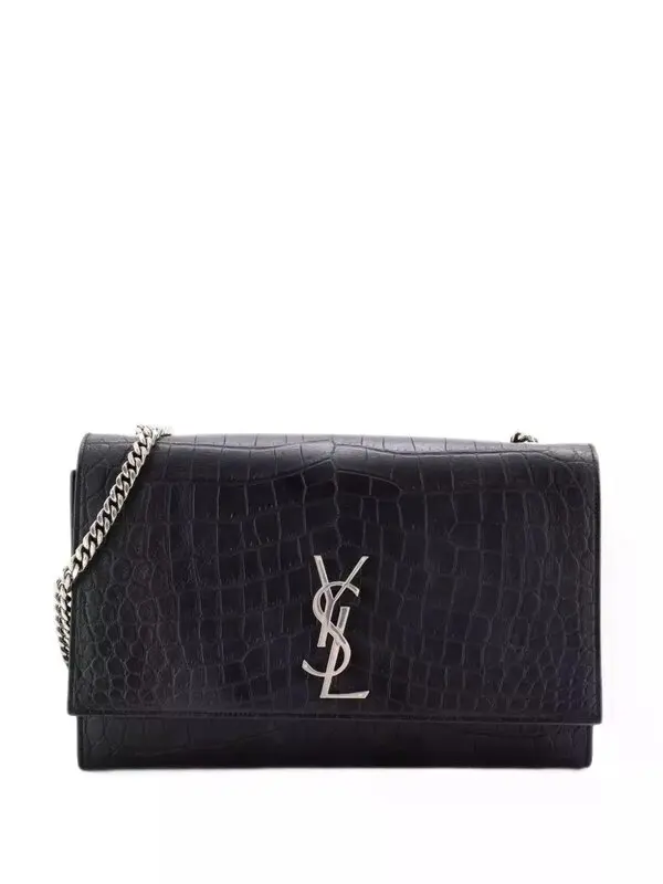 Saint Laurent Classic Monogram Crocodile Embossed Leather Large Crossbody Bag