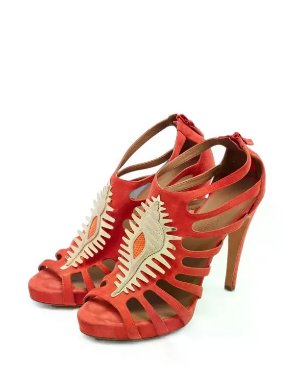 Hermès Suede Shell Appliqué Stiletto Sandals