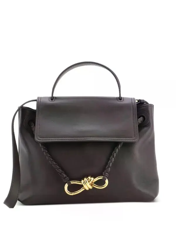 Bottega Veneta Ciao Ciao Top Handle Bag Leather With Intrecciato Detail Small Satchel - Brown
