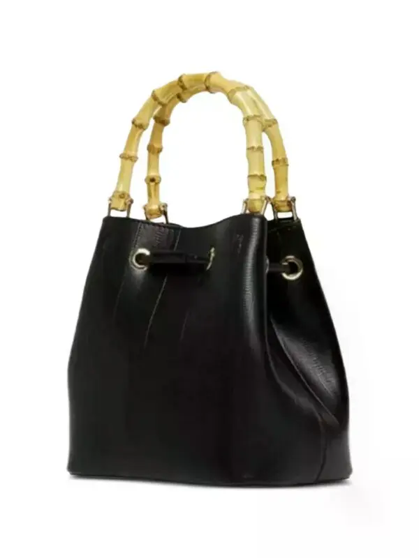 Marella Bamboo Handle Reptile Embossed Bucket Bag
