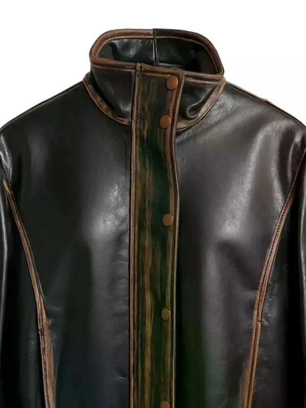 Brandon Maxwell Mason High-neck Leather Jacket - Brown