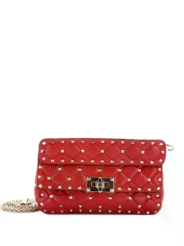 Valentino Garavani Quilted Leather Rockstud Spike Small Crossbody Bag - Red