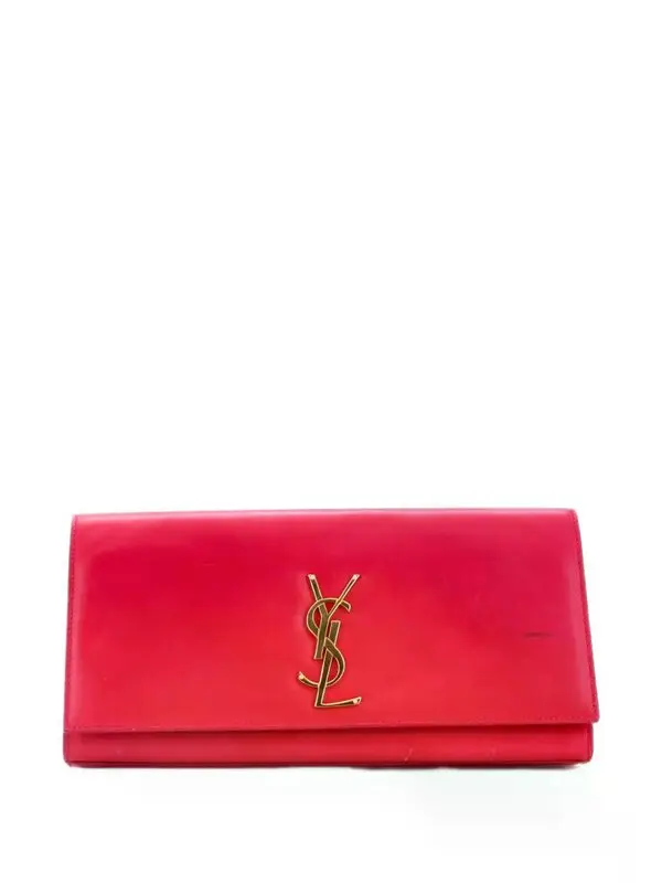 Saint Laurent Classic Monogram Leather Long Clutch Bag - Pink