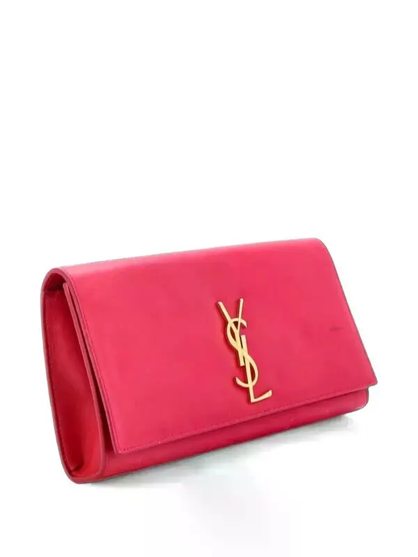 Saint Laurent Classic Monogram Leather Long Clutch Bag - Pink