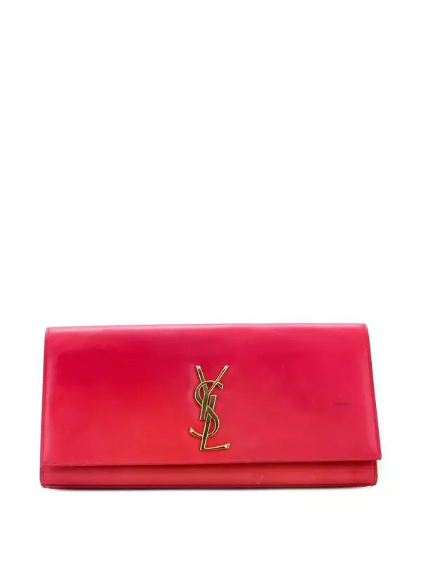 Saint Laurent Classic Monogram Leather Long Clutch Bag - Pink