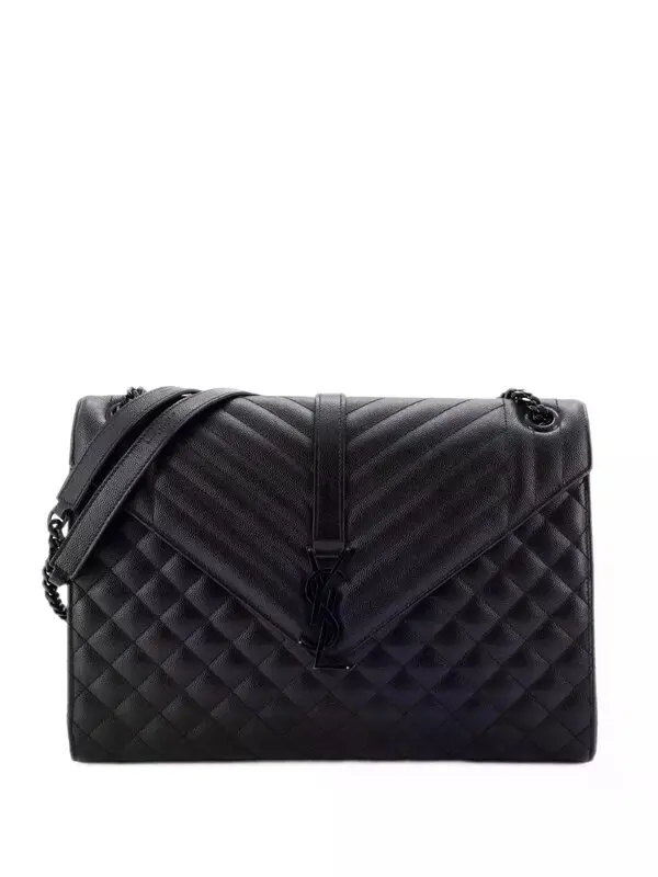 Saint Laurent Classic Monogram Envelope Satchel Mixed Matelasse Leather Large Shoulder Bag
