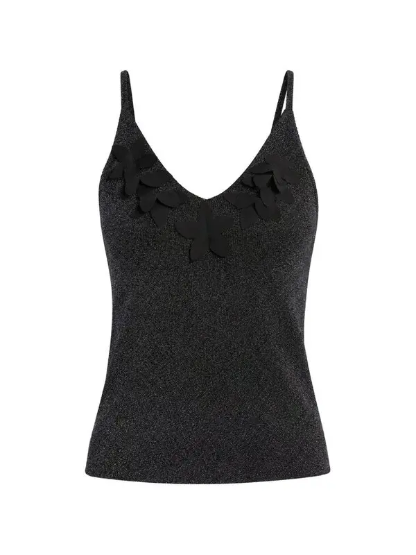 MOLLY BRACKEN Butterfly-appliqué Ribbed-knit Tank Top
