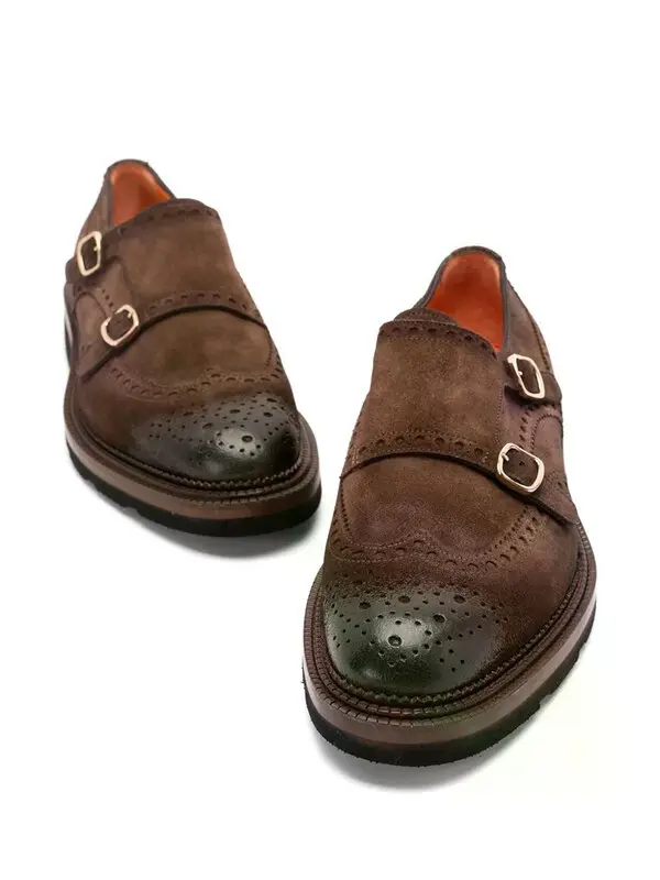 Santoni Kalamabuck Double-strap Loafers