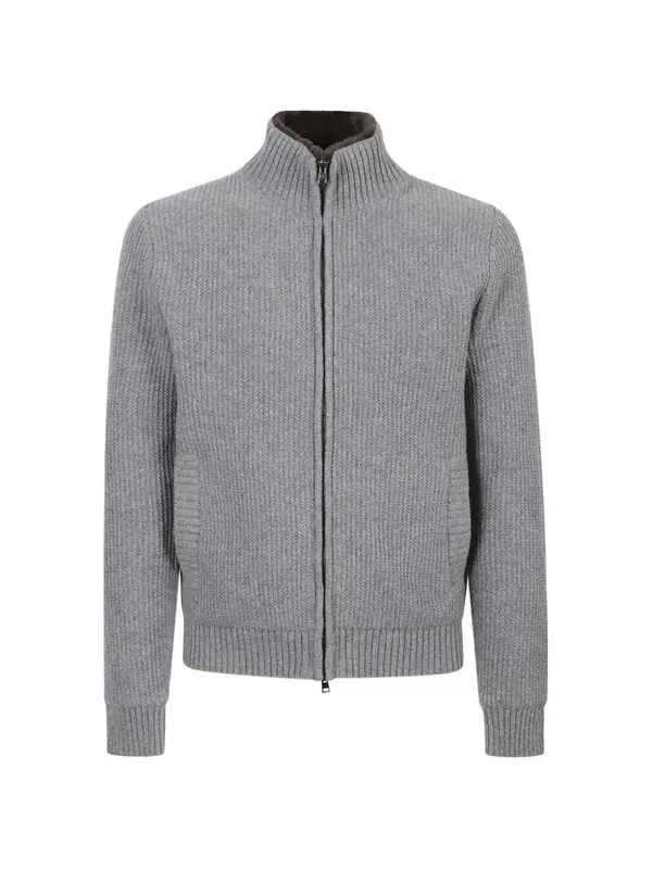 Herno Ribbed-knit Wool Cardigan
