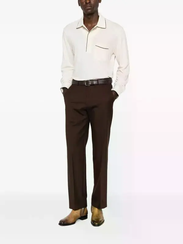 TOM FORD Piped-trim Long-sleeved Polo Shirt