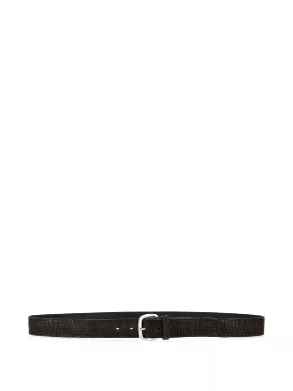 ALBERTO LUTI Woven-effect Leather Belt - Brown