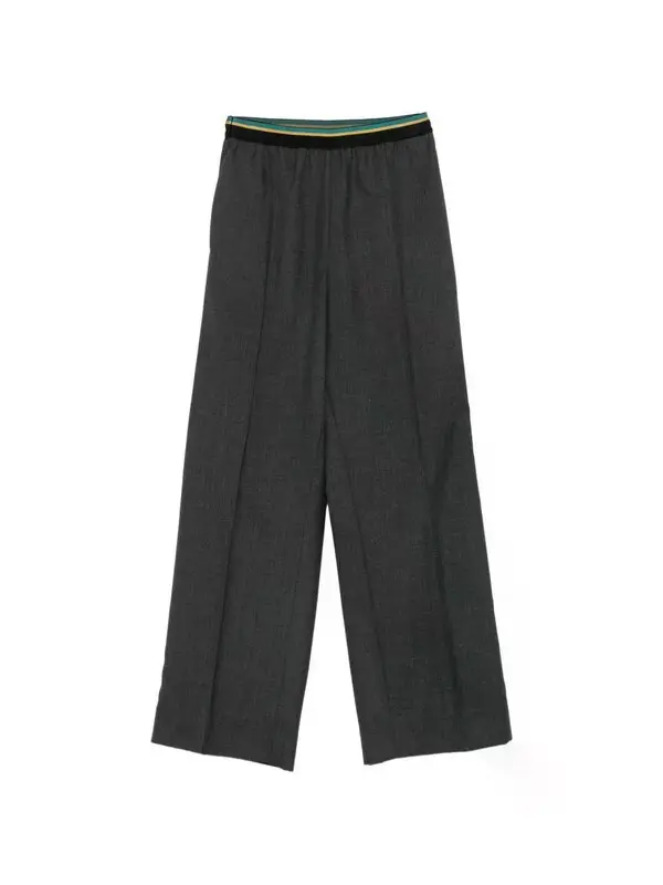 Plan C Striped-waistband Pressed-crease Trousers