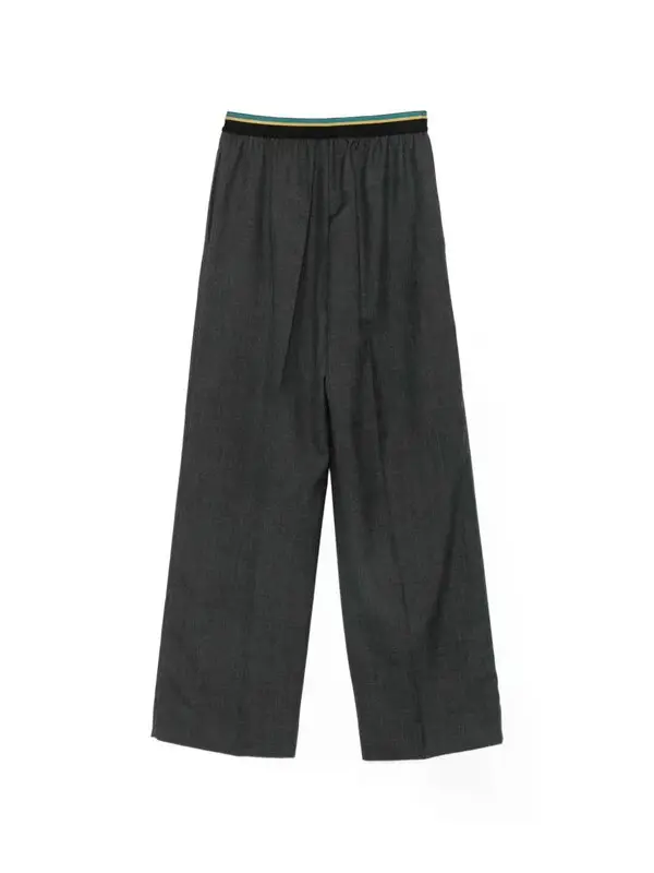 Plan C Striped-waistband Pressed-crease Trousers