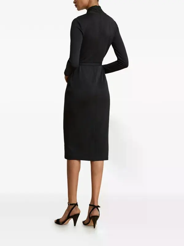 Ralph Lauren Belted Mock-neck Midi Dress