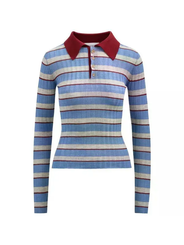 Brandon Maxwell Striped Polo Top