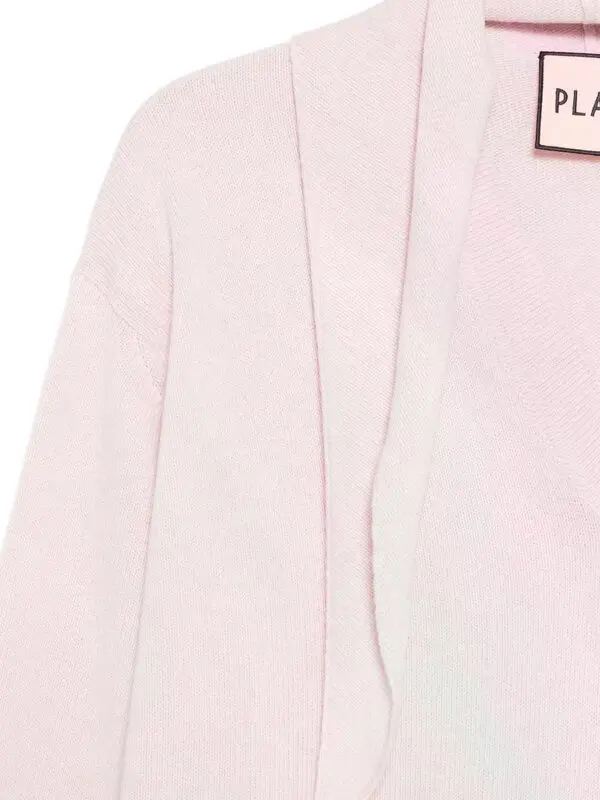 Plan C Scarf-detail V-neck Sweater - Pink