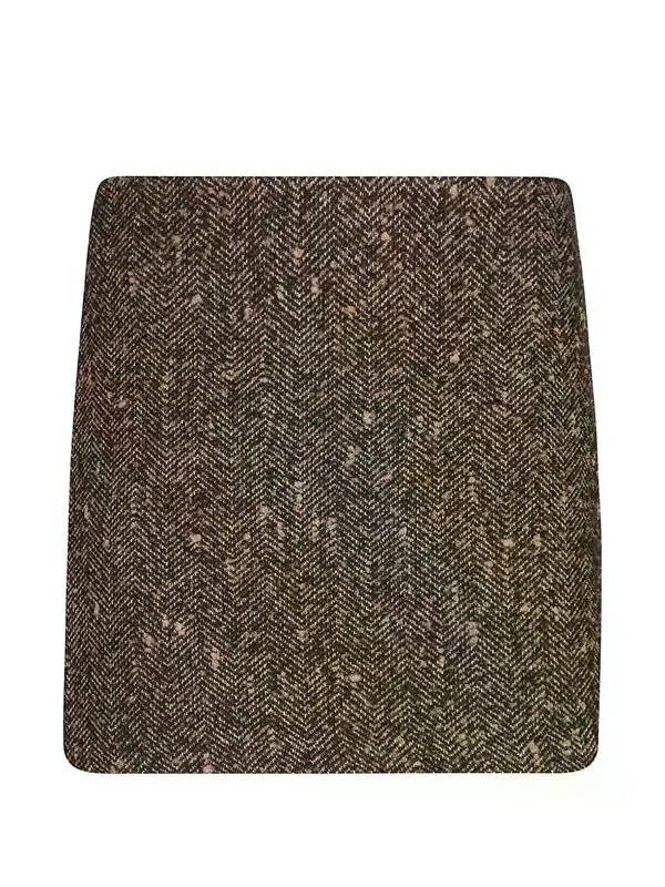 ERMANNO FIRENZE Herringbone-pattern Straight Mini Skirt