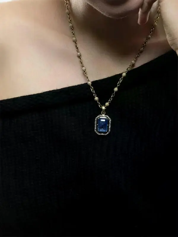 SYLVA & CIE Emerald-cut Sapphire And Diamond Pendant