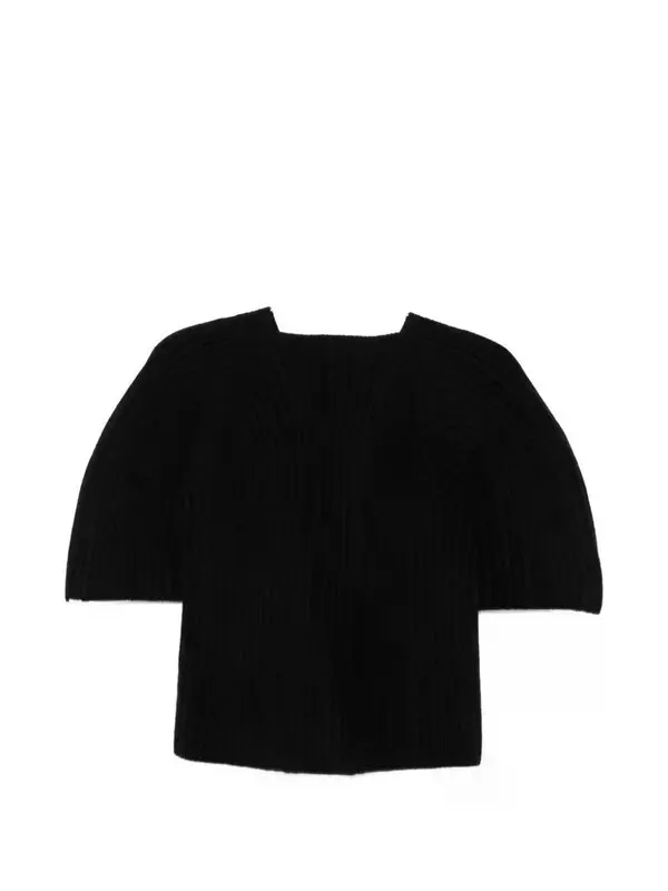 Christian Wijnants Ribbed-knit V-neck Short Sleeve Sweater - Black