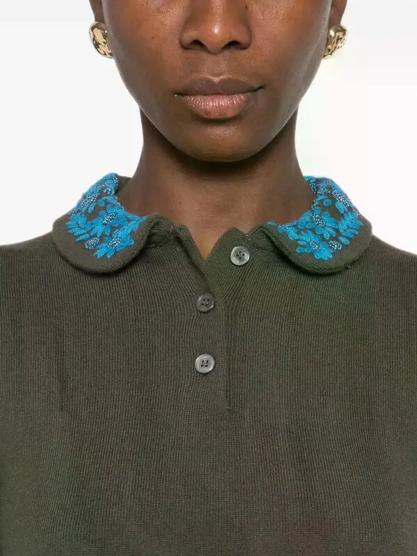 N°21 Embroidered-collar Polo Shirt