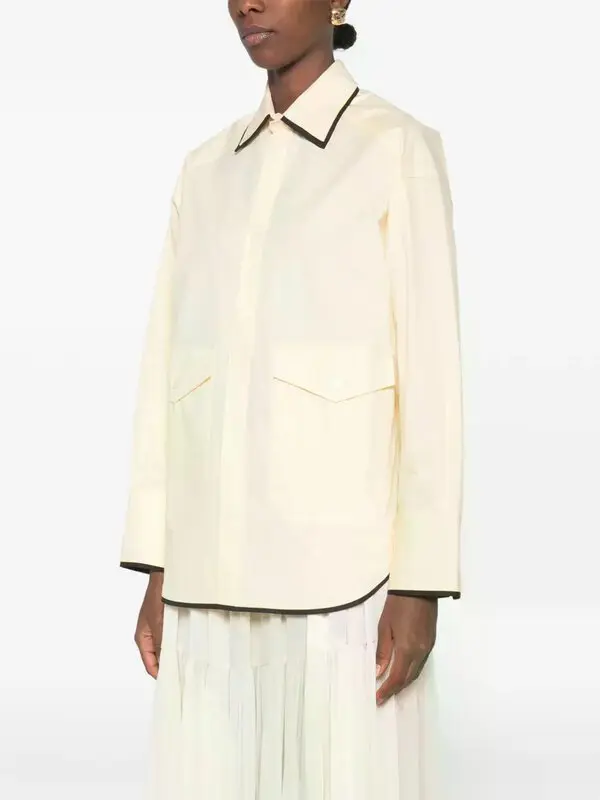 Plan C Contrast-trim Flap-pocket Cotton Shirt