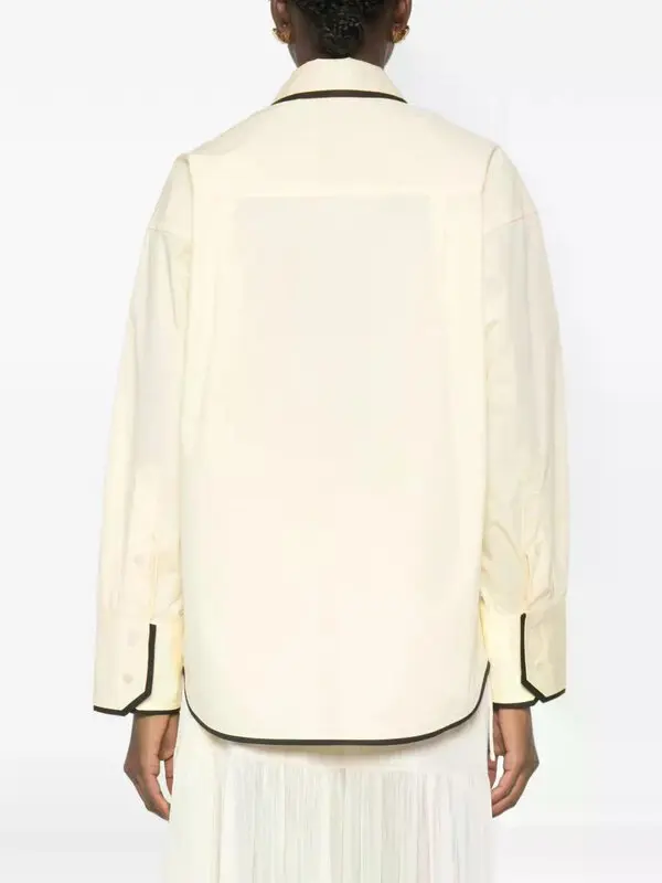 Plan C Contrast-trim Flap-pocket Cotton Shirt