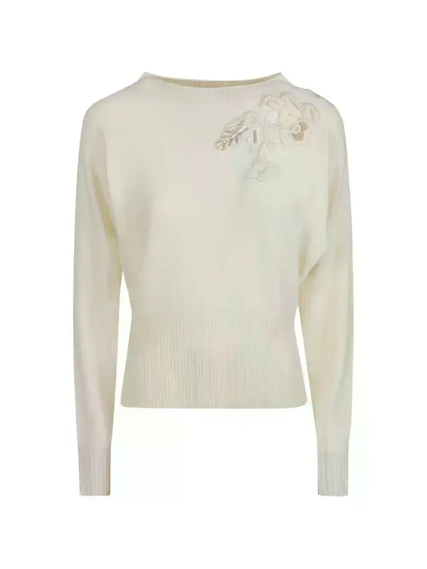 ERMANNO FIRENZE Floral-embroidered Sweater - Neutrals