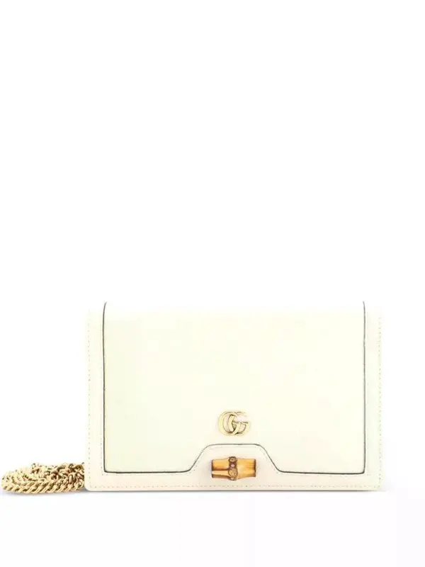 Gucci Diana Bamboo Chain Flap Bag Leather Mini Crossbody Bag - Neutrals